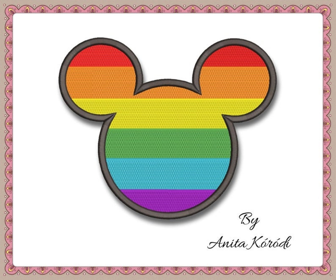 Mickey Mouse Head Rainbow Embroidery Machine Designs Pes Instant ...