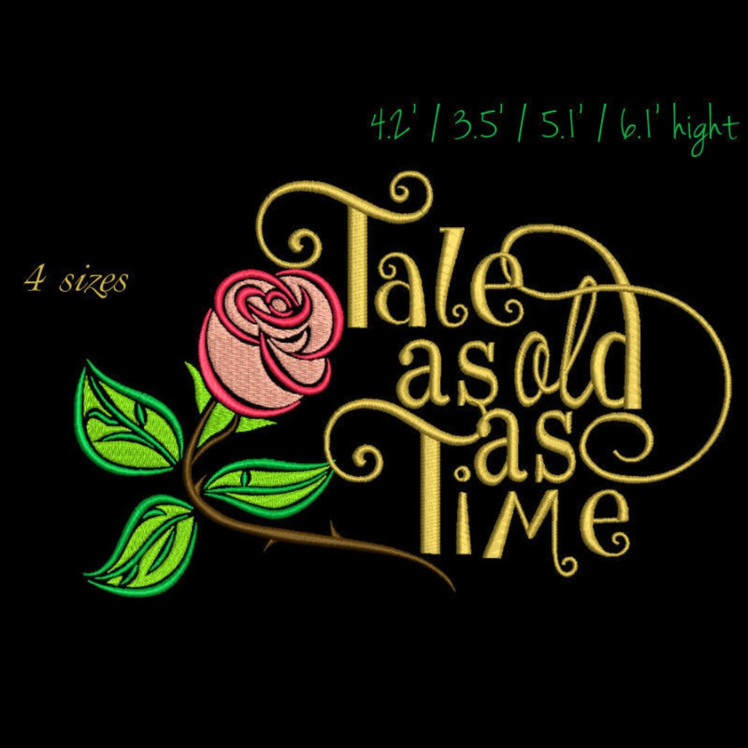 Beauty and the Beast Rose Embroidery Design: Tale as Old as Time (PES ...
