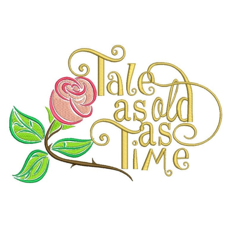 Beauty and the Beast Rose Embroidery Design: Tale as Old as Time (PES ...