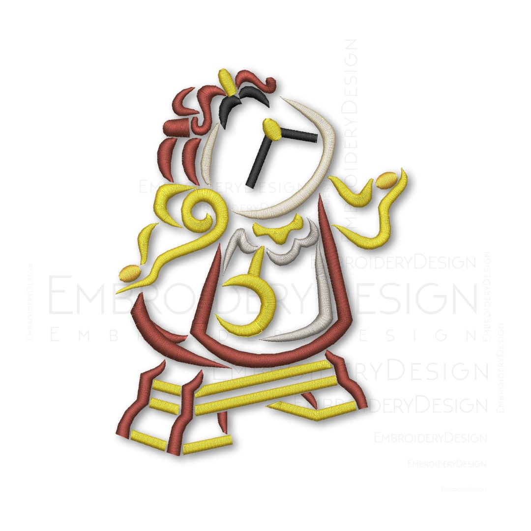 Cogsworth Beauty and the Beast Embroidery Machine Designs Sketch ...