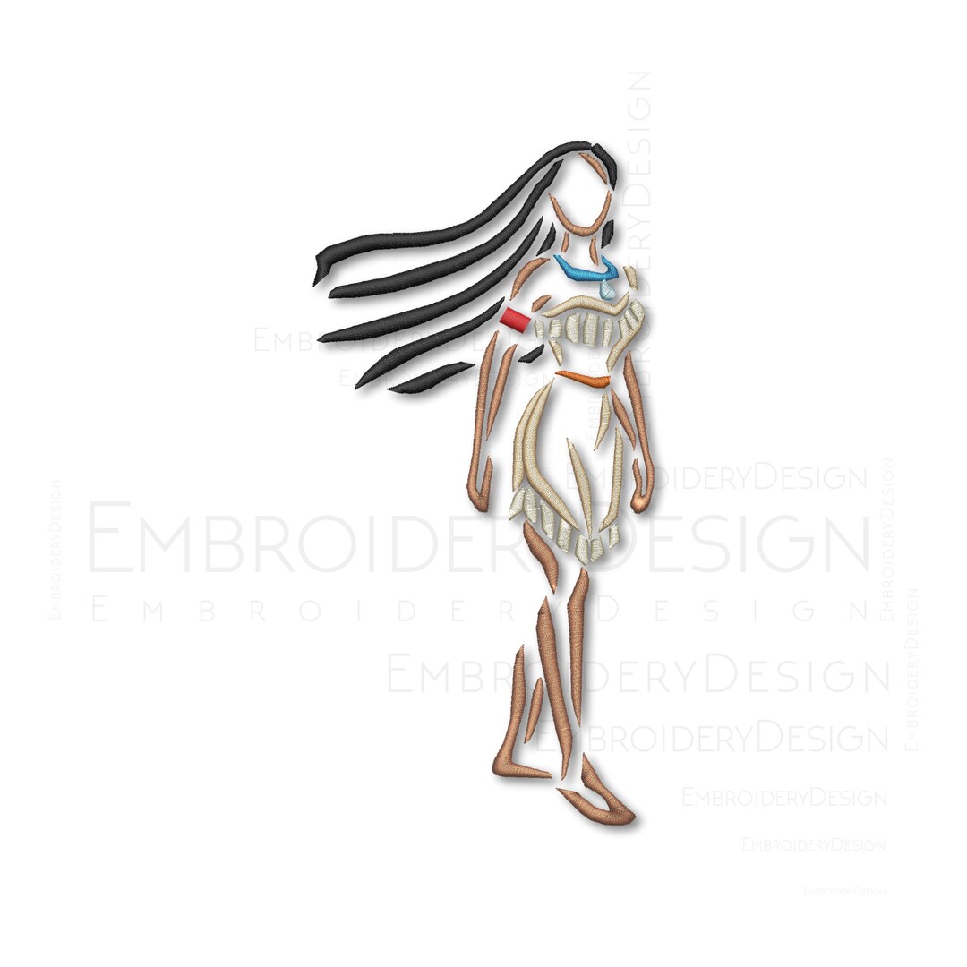 Pocahontas Princess V4 Sketch Embroidery Machine Designs Instant ...