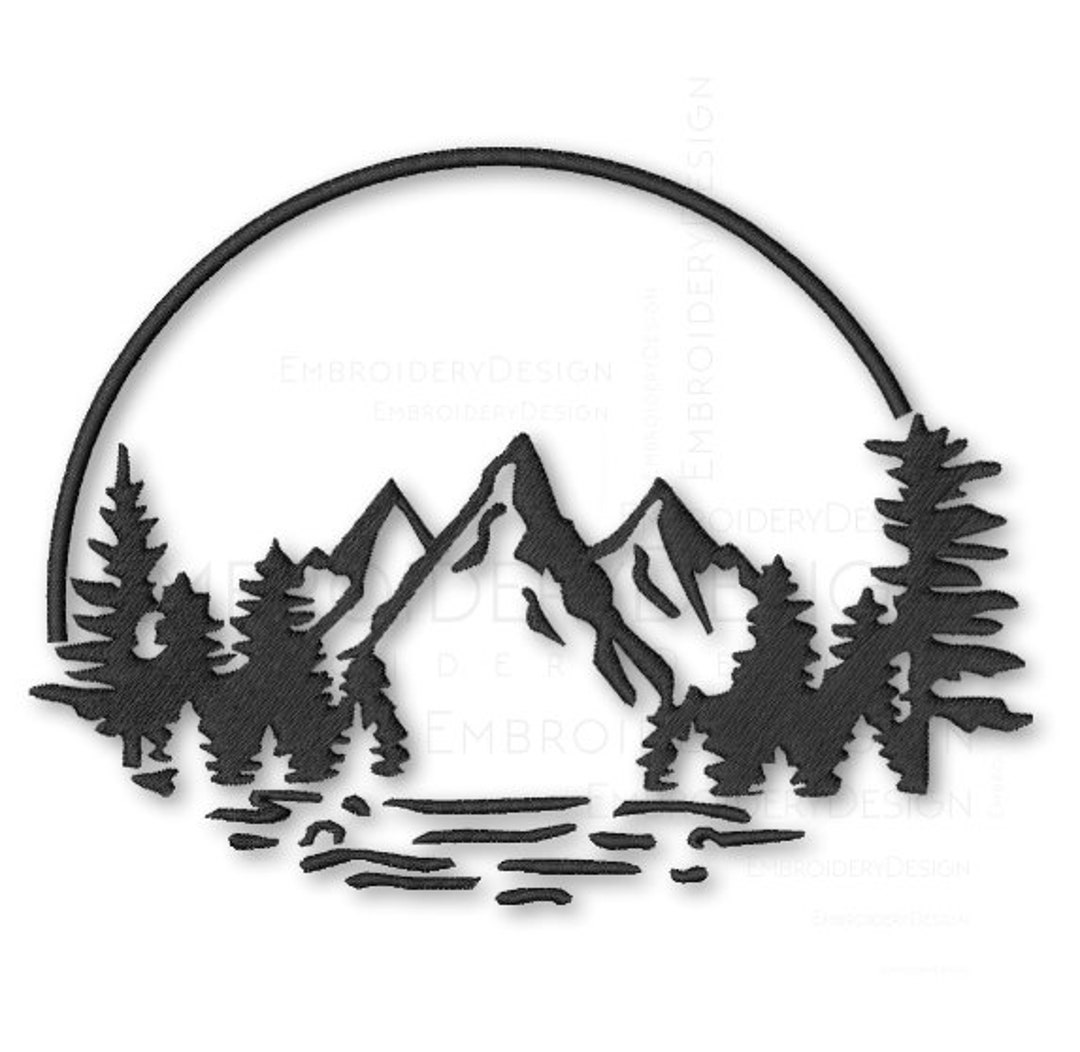 Trees and Mountain Embroidery Machine Designs Instant Digital Download ...