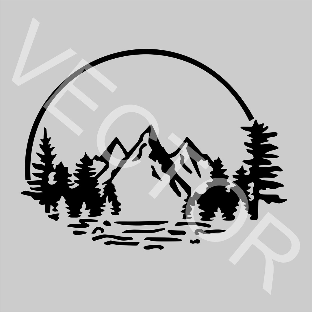 Trees and Mountain Graphics SVG Dxf EPS Png Cdr Ai Pdf Vector Art ...
