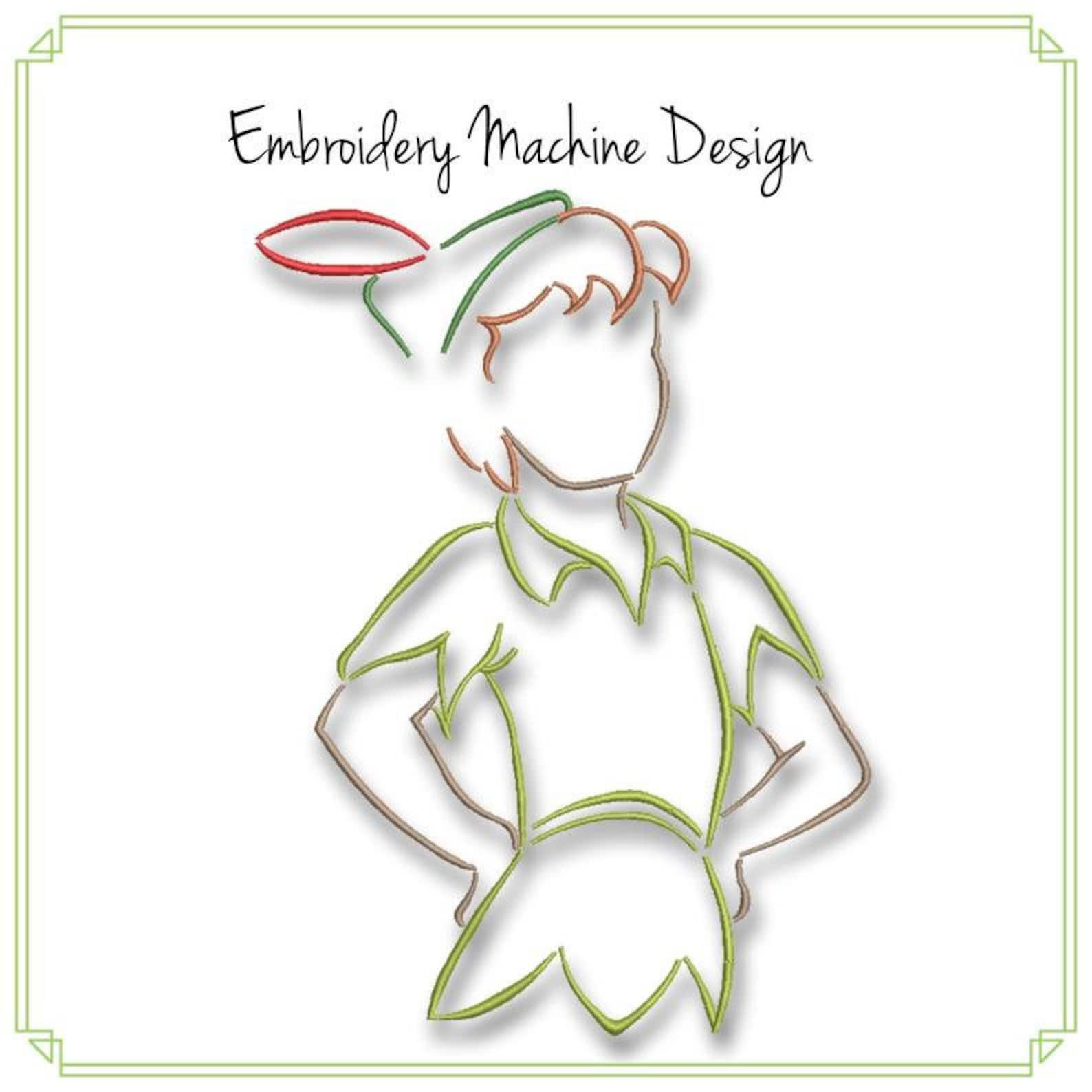 Peter Pan Sketch Embroidery Machine Design Never Never Land | Etsy