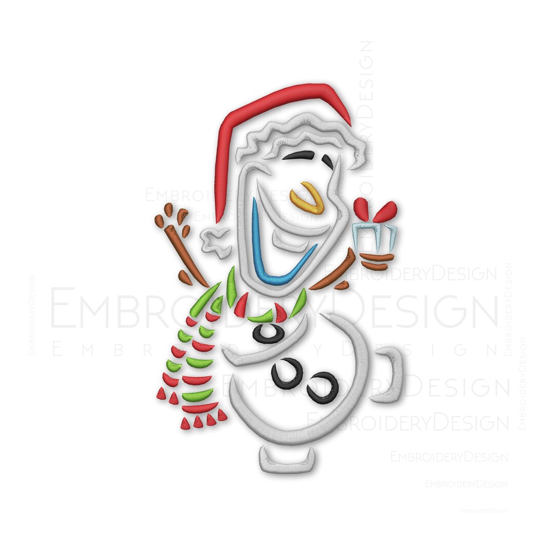 Olaf Holding Present Merry Christmas Embroidery Machine Design File ...