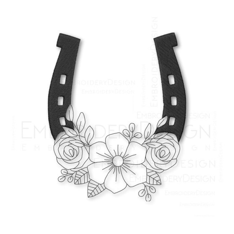 Floral Horseshoe Embroidery Machine Designs Instant Digital - Etsy