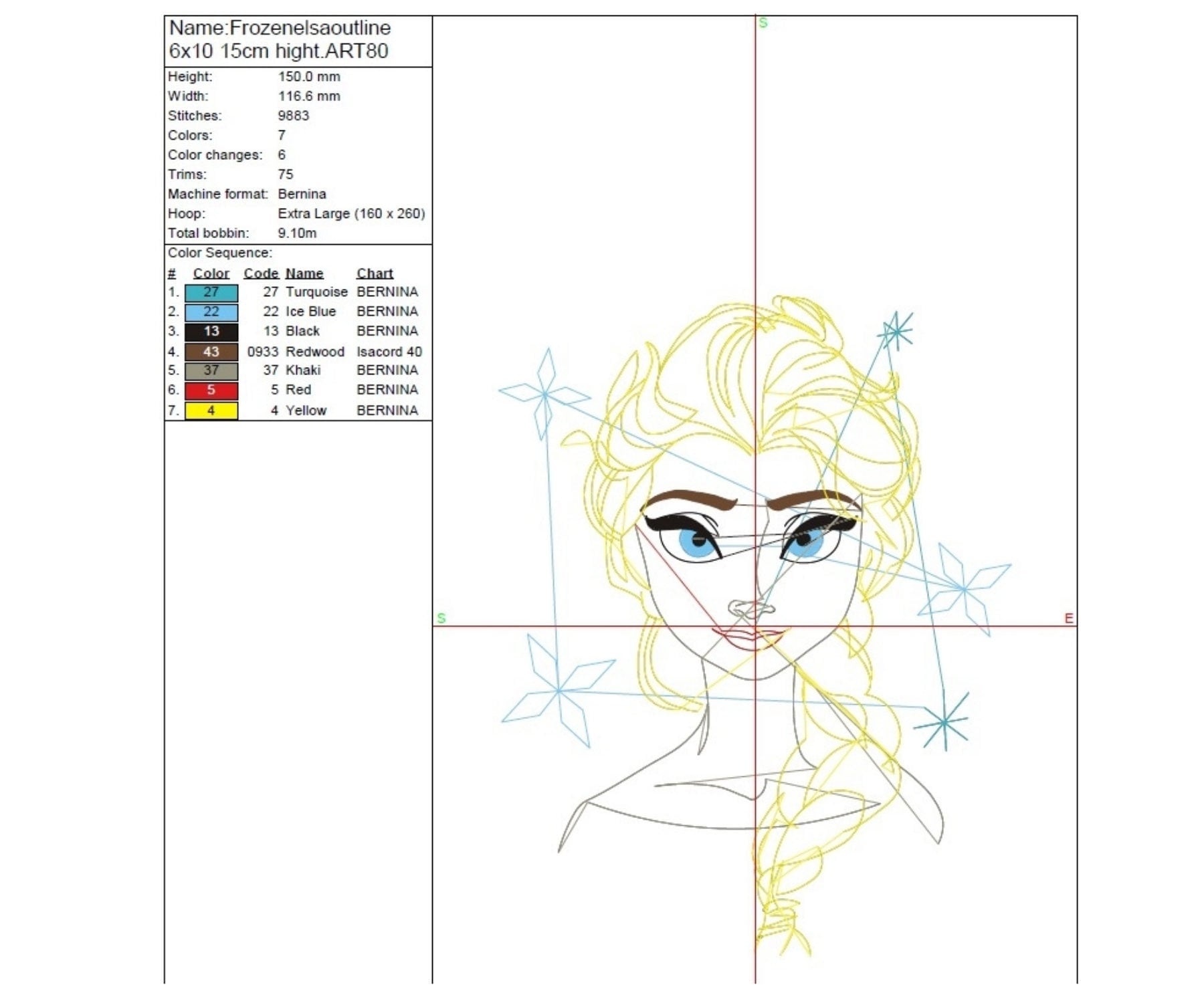 Frozen Elsa Machine Embroidery Outline Design Princess Designs - Etsy