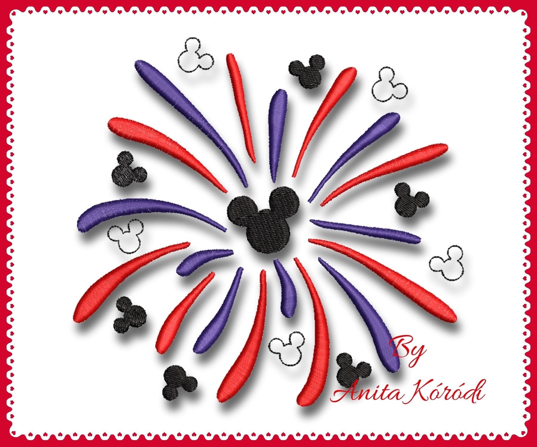 Mickey Mouse Fireworks Embroidery Machine Designs Pes Instant | Etsy