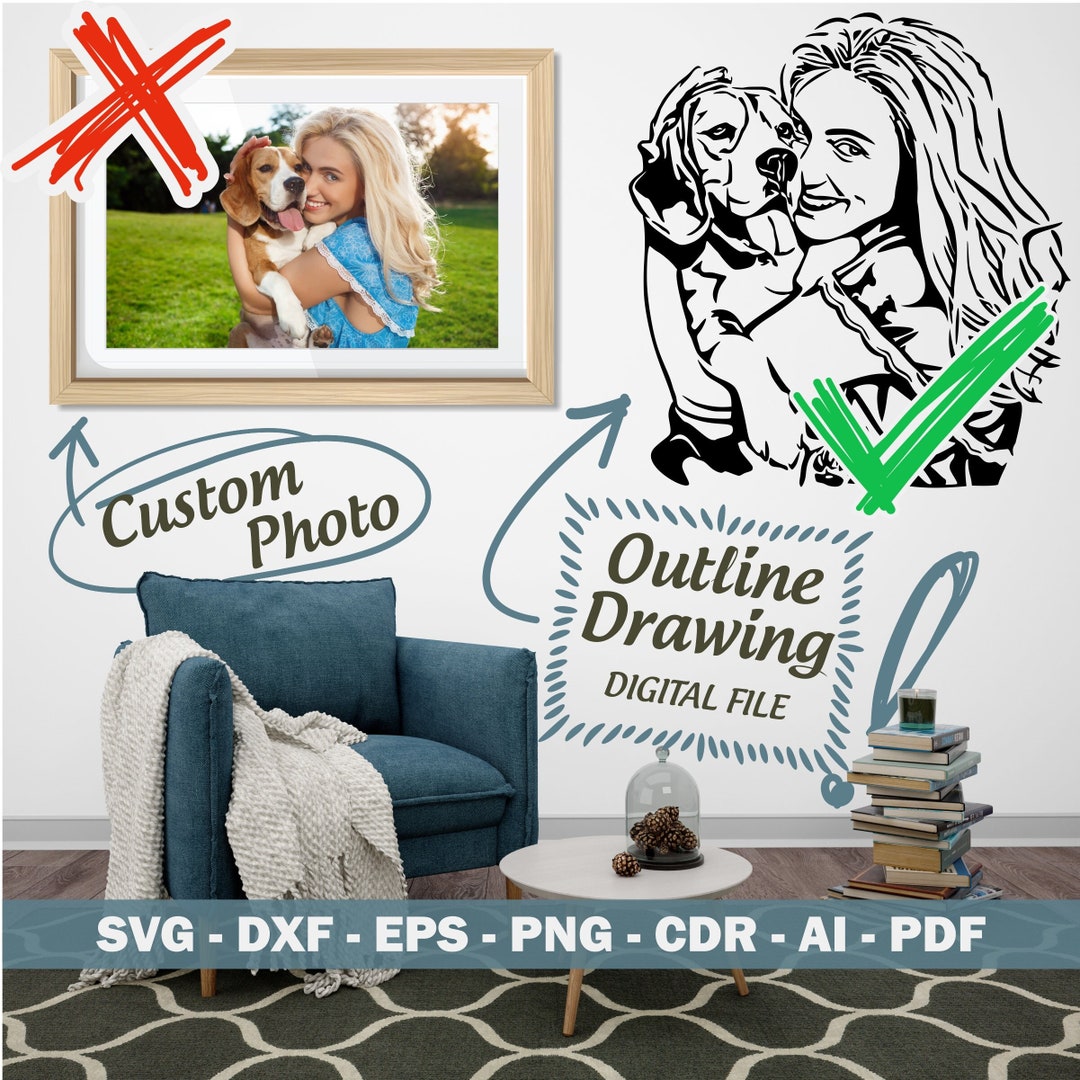 Custom Photo Outline Drawing Custom Vector Digitizing Clipart ...