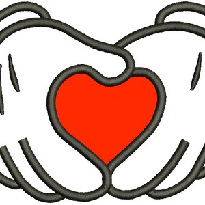 Mickey Hands Heart Embroidery Machine Design Pes Applique Pattern Love ...