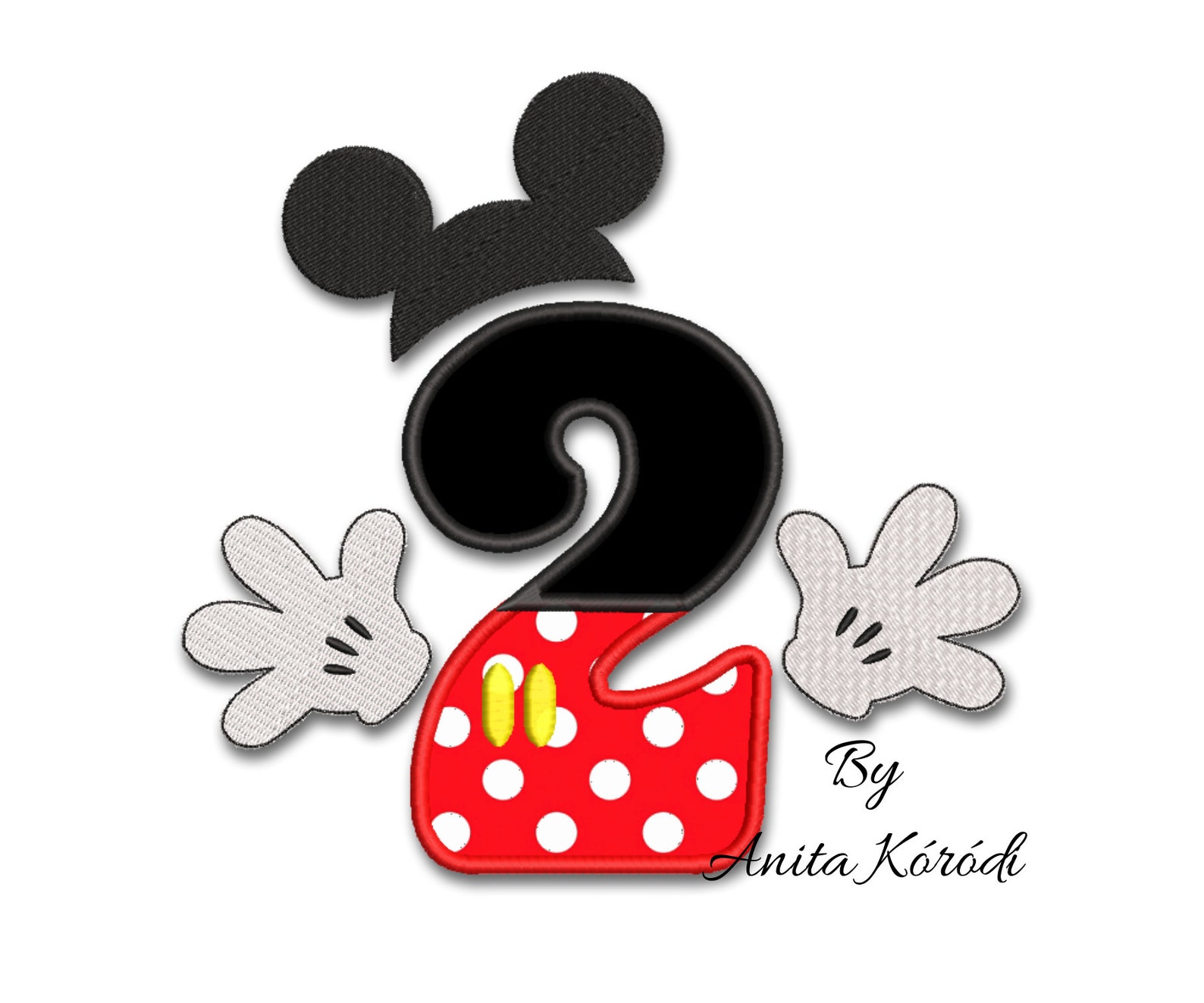Mickey Mouse Number 2 Applique - Machine Embroidery Design (PES) - Etsy