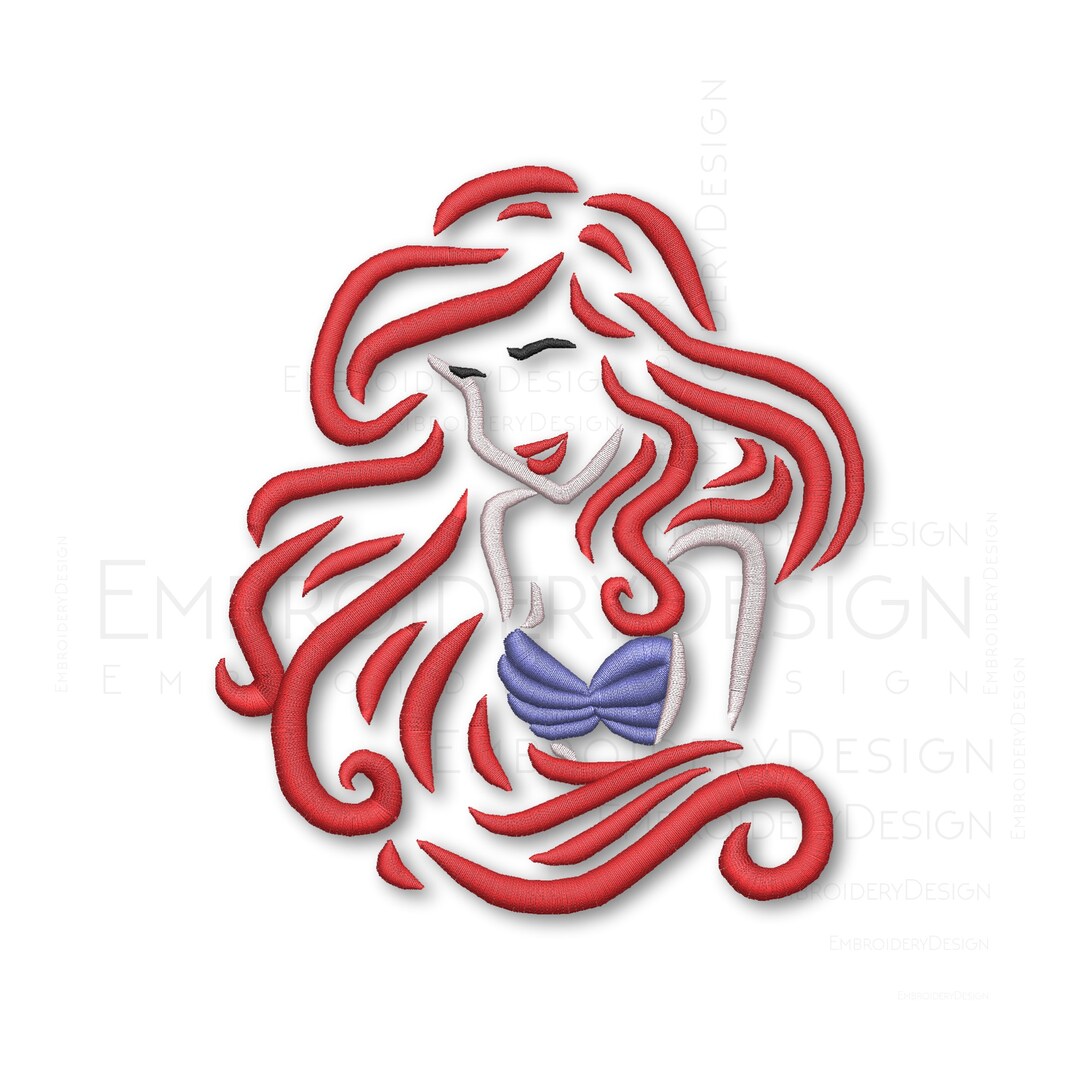 Little Mermaid Ariel Embroidery Machine Designs Instant Digital ...