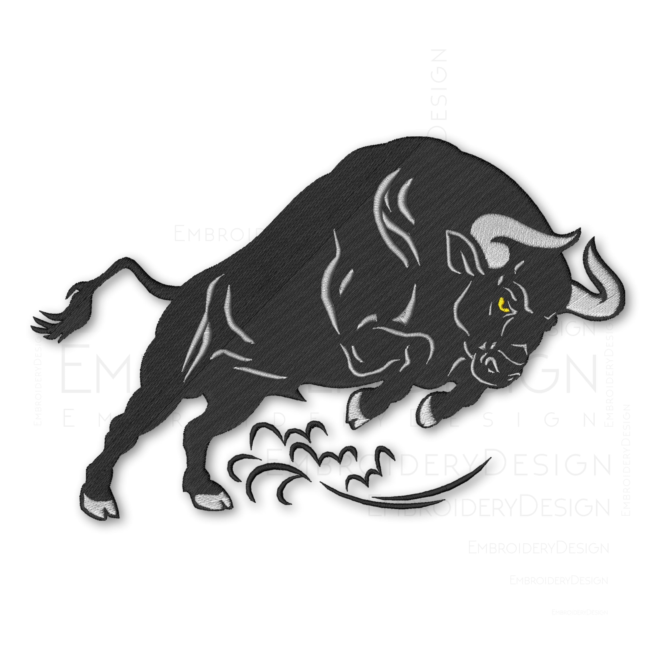 Angry Bull Attacking Pose Embroidery Machine Designs Instant Digital ...