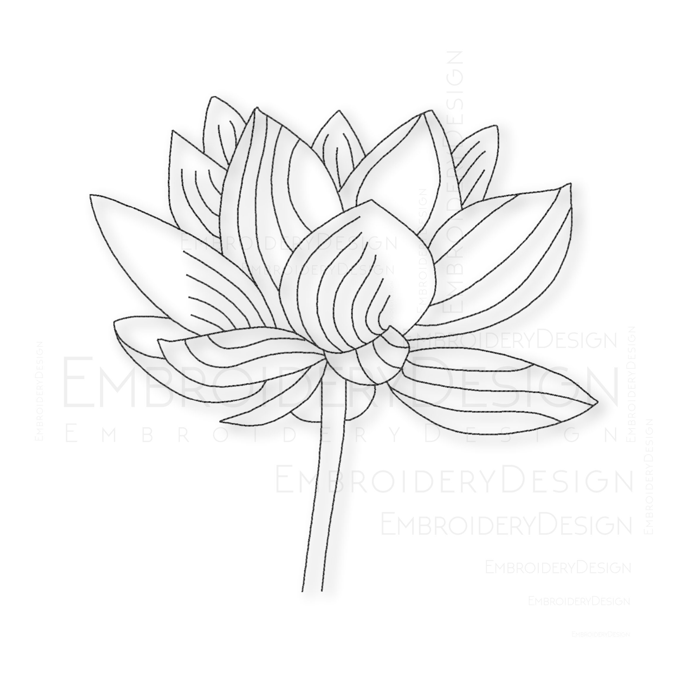 Lotus Flower 3 Line Embroidery Machine Designs Pes Design | Etsy