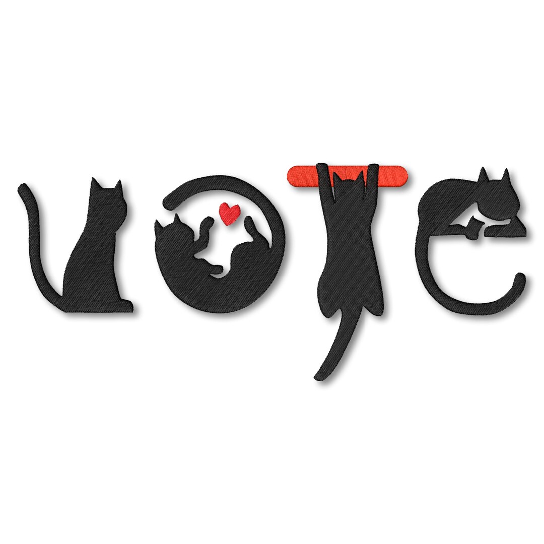Cats Vote Embroidery Machine Design Silhouette Pattern Digital Download ...