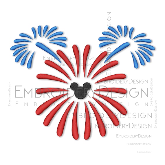 Mickey Mouse Fireworks 4th of July Fourth of July Embroidery - Etsy