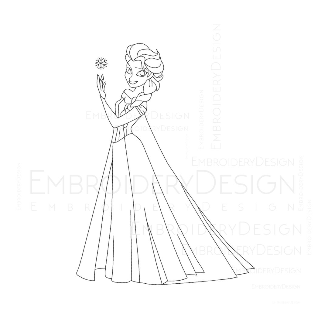 Elsa Frozen Line Embroidery Machine Design File Pattern Digital ...