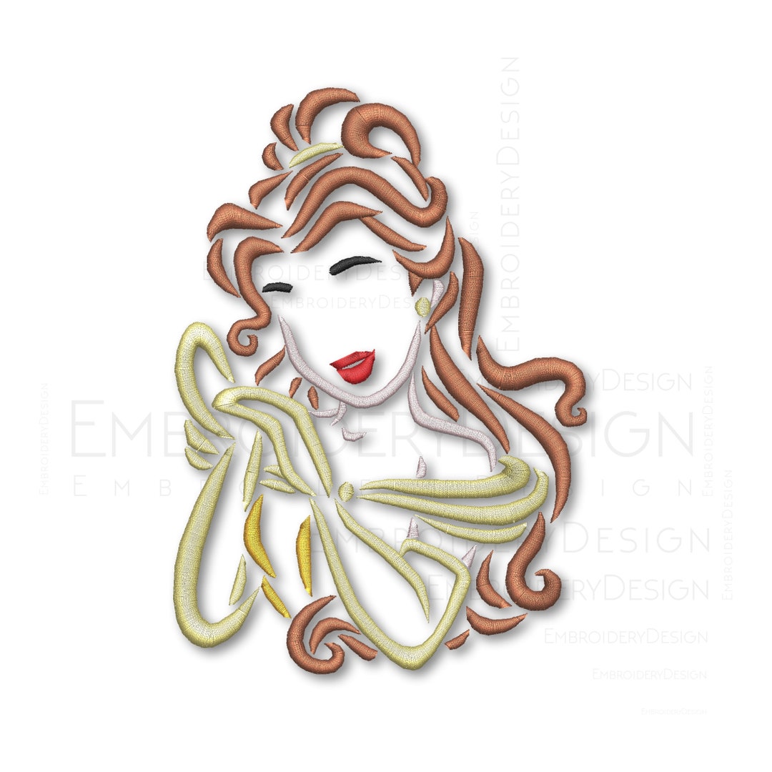 Belle Sketch Beauty and the Beast Embroidery Machine Designs Pattern ...