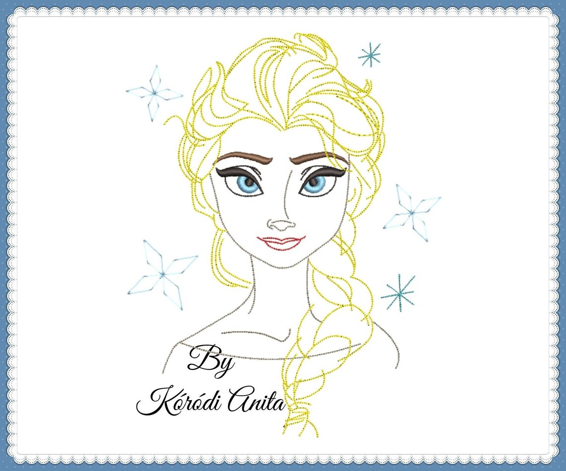 Frozen Elsa Machine Embroidery Outline Design Princess Designs - Etsy