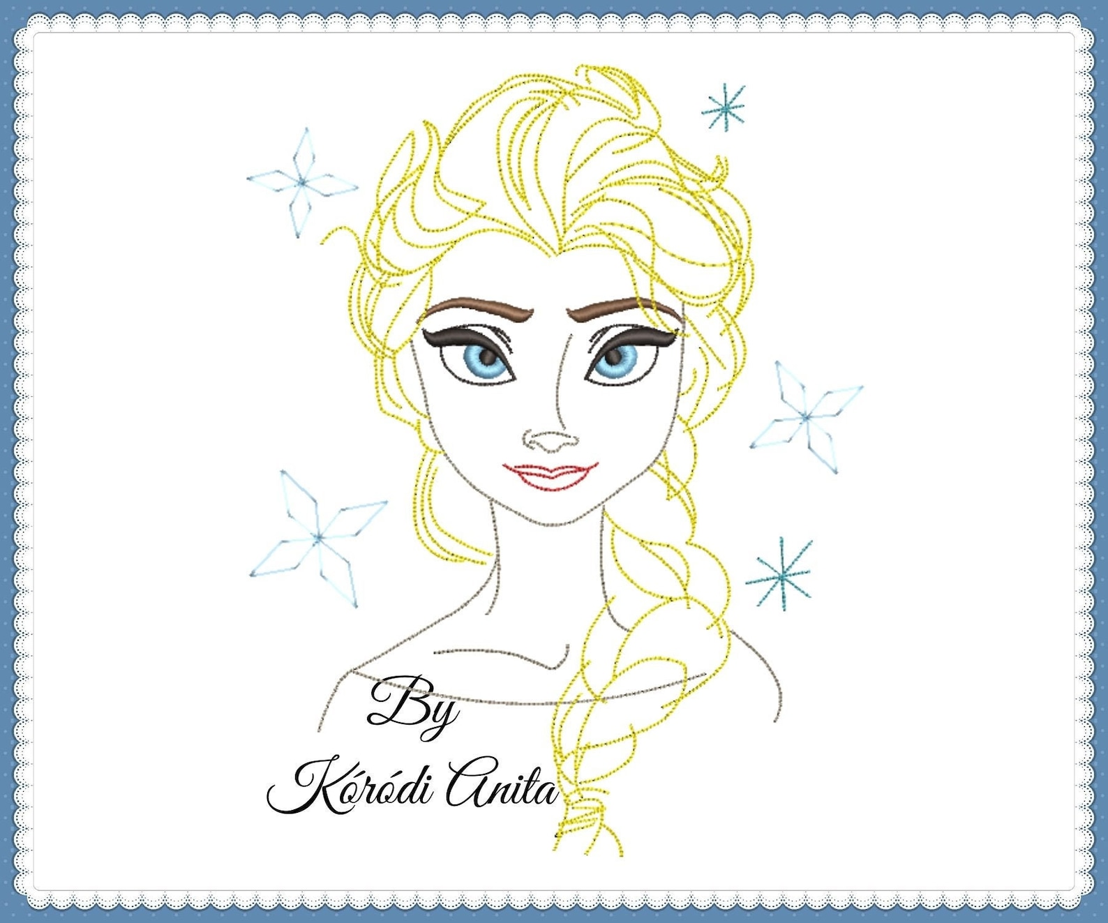 Frozen Elsa Machine Embroidery Outline Design Princess Designs Instant ...