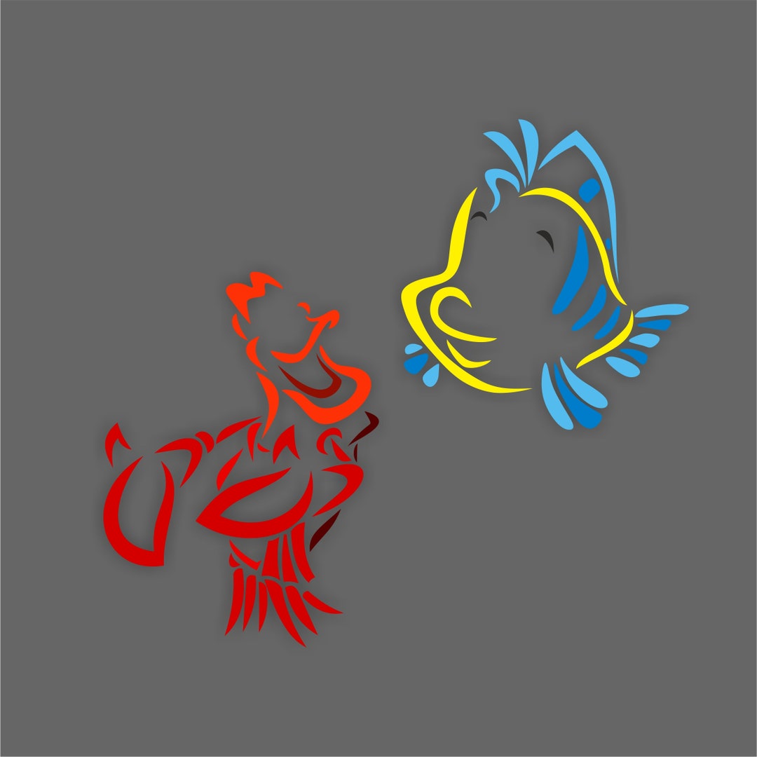 Little Mermaid Sebastian & Flounder Vector Art (digital Cut File) - Etsy
