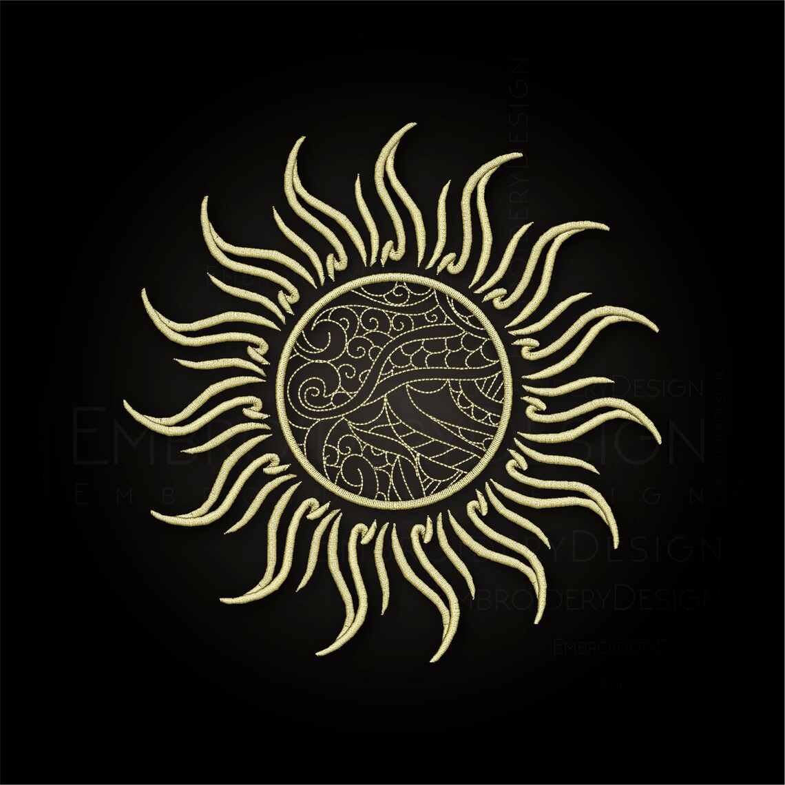 Gold Sun Embroidery Machine Designs Instant Digital Download - Etsy