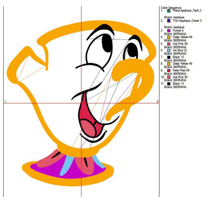 Cup Embroidery Machine Design Beauty and the Beast Pes Files - Etsy