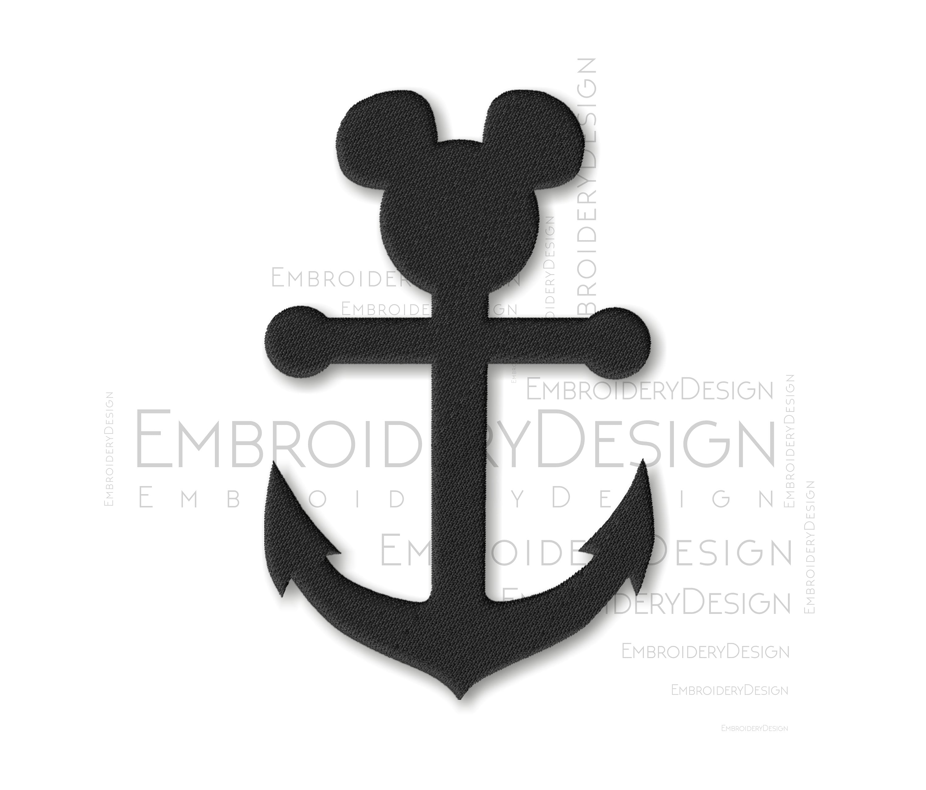 Anchor Mickey Mouse Head Embroidery Machine Designs Instant Digital ...
