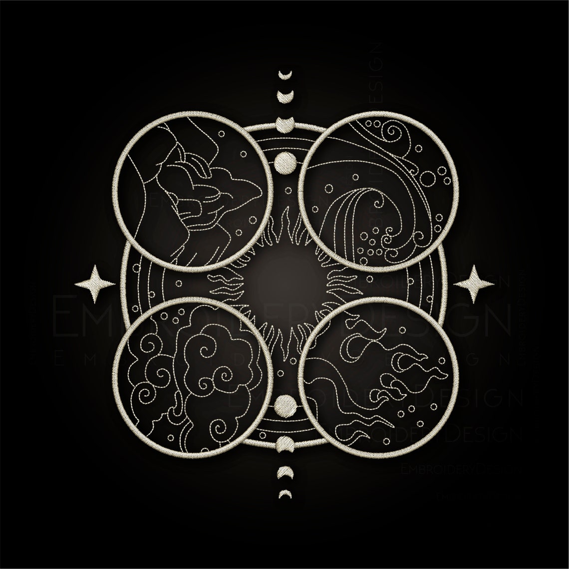 Four Elements of Nature Embroidery Machine Designs Instant - Etsy