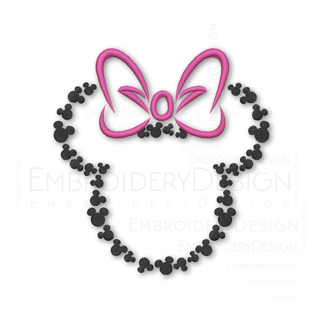 Minnie Mouse Heads Bow Embroidery Machine Designs Instant Digital ...