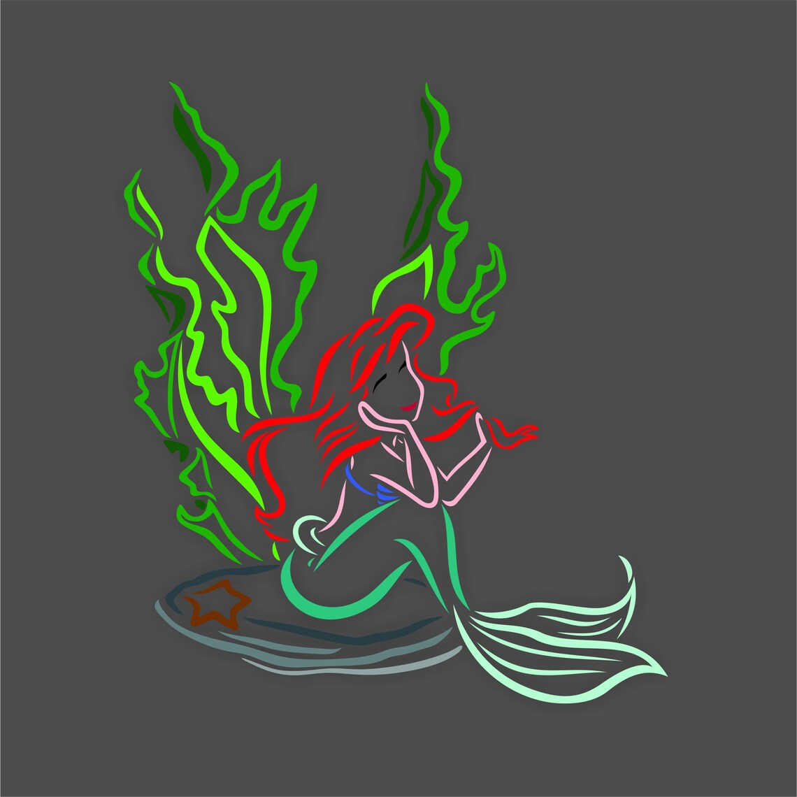 Little Mermaid Ariel Stone Graphics SVG Dxf EPS Png Cdr Ai Pdf - Etsy UK