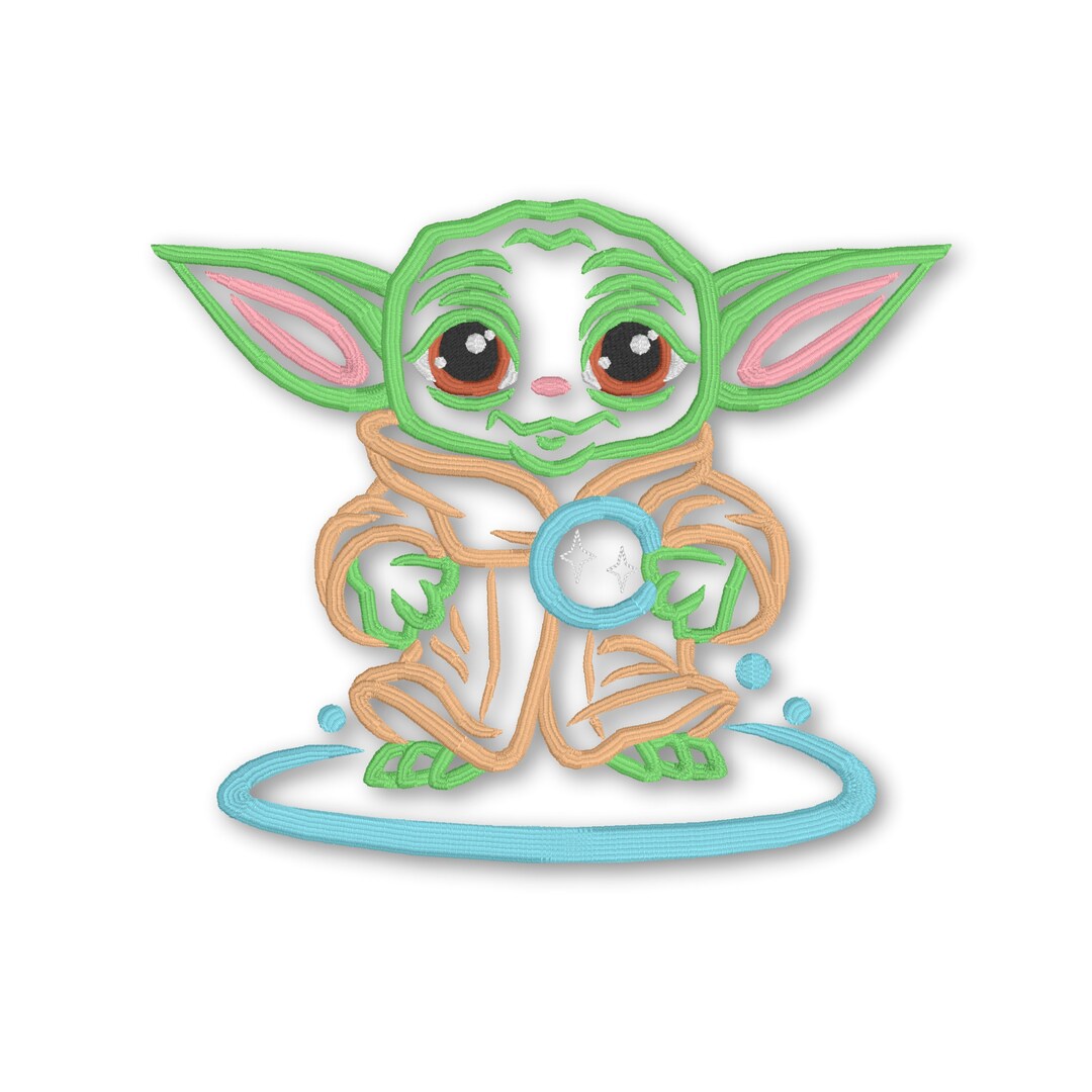 Baby Yoda Embroidery Designs From Star Wars Sketch Embroidery Machine ...