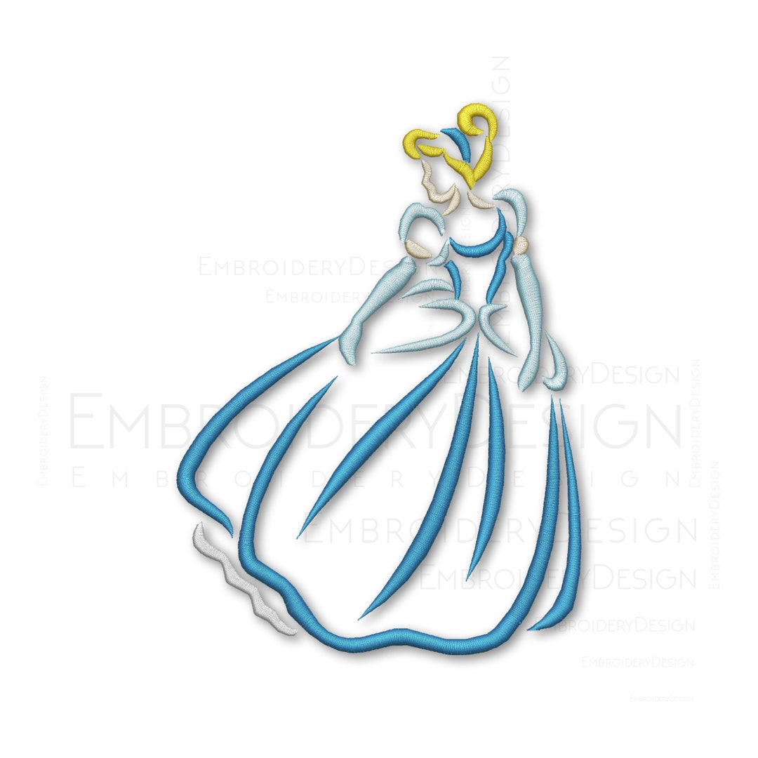 Cinderella Princess Embroidery Machine Designs Sketch Pattern Pes ...