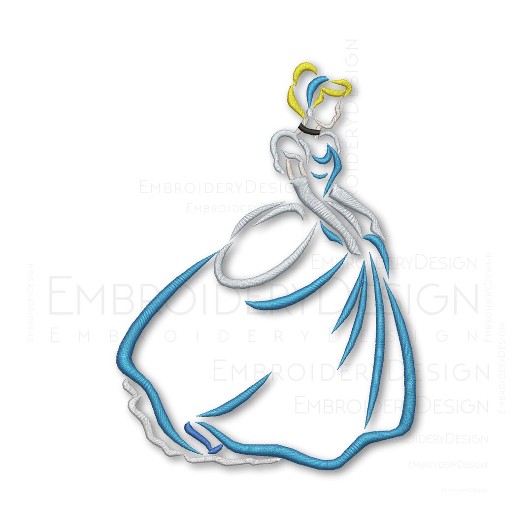 Cinderella V7 Princess Embroidery Machine Designs Sketch Pattern Pes ...