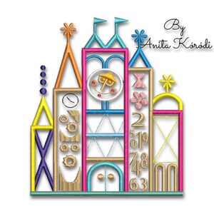 It's A Small World Ride Embroidery Machine Designs Sketch Pes Instant ...
