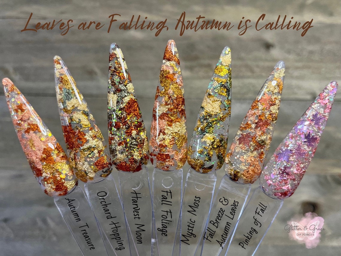 Fall Breeze & Autumn Leaves Foil Dip Powder Fall Dip - Etsy