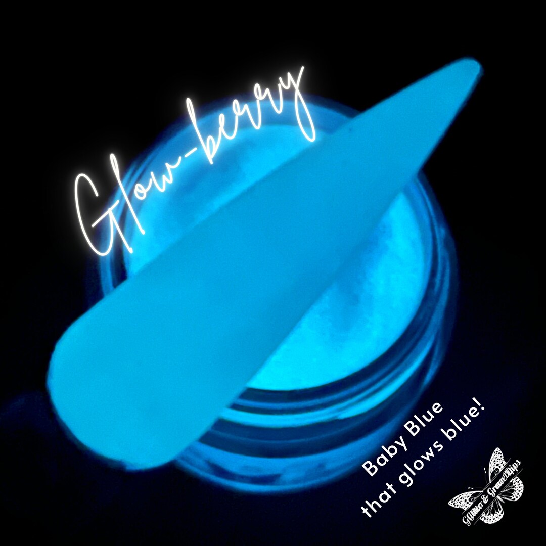Glow-berry Glow Dip Powder, Baby Blue Glow Dip Powder, Baby Blue Dip ...