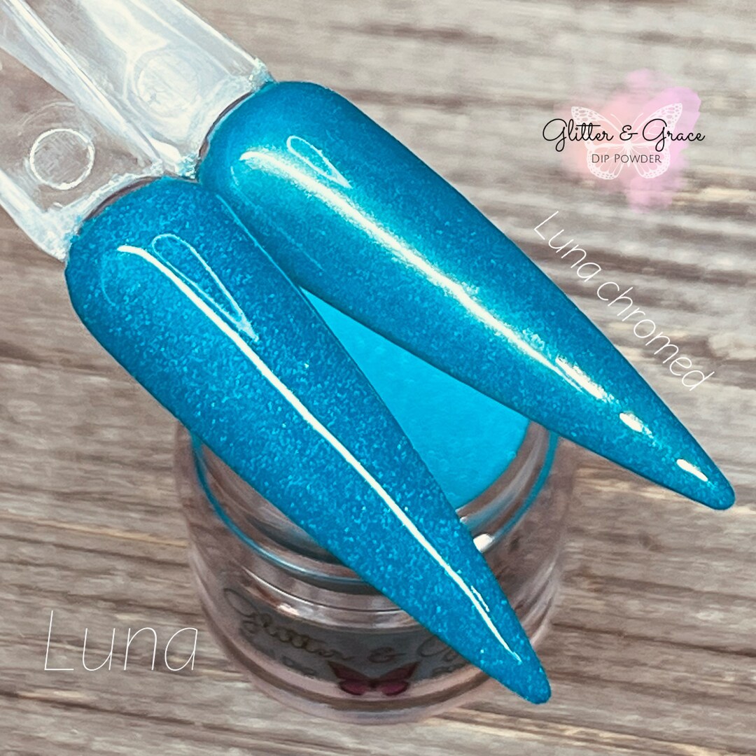 Luna Shimmer Dip Powder, Chrome Powder, Blue Dip Powder, Dip Powder for ...