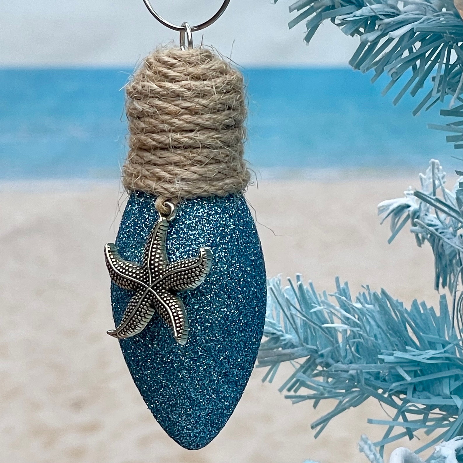 Beach Christmas Ornament: Sparkle Bulb With Starfish Charm - Etsy
