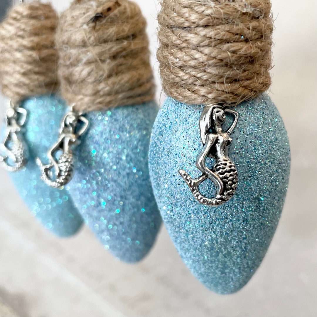 Mermaid Christmas Tree Ocean Ornament Set Mermaid Sparkle Bulb Set of 3 ...