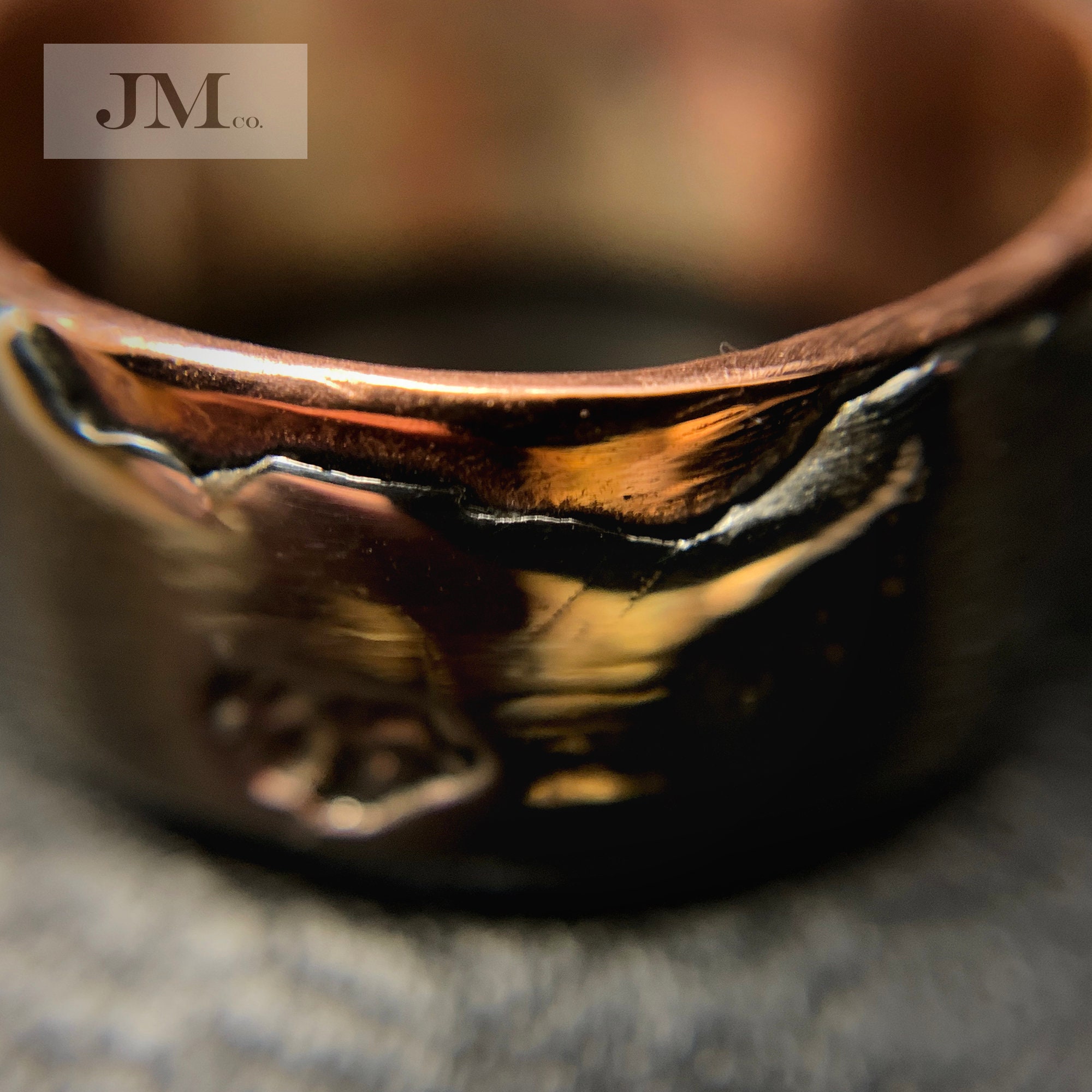 Sterling Silver and Copper Distressed Chunky Ring - Band - Etsy