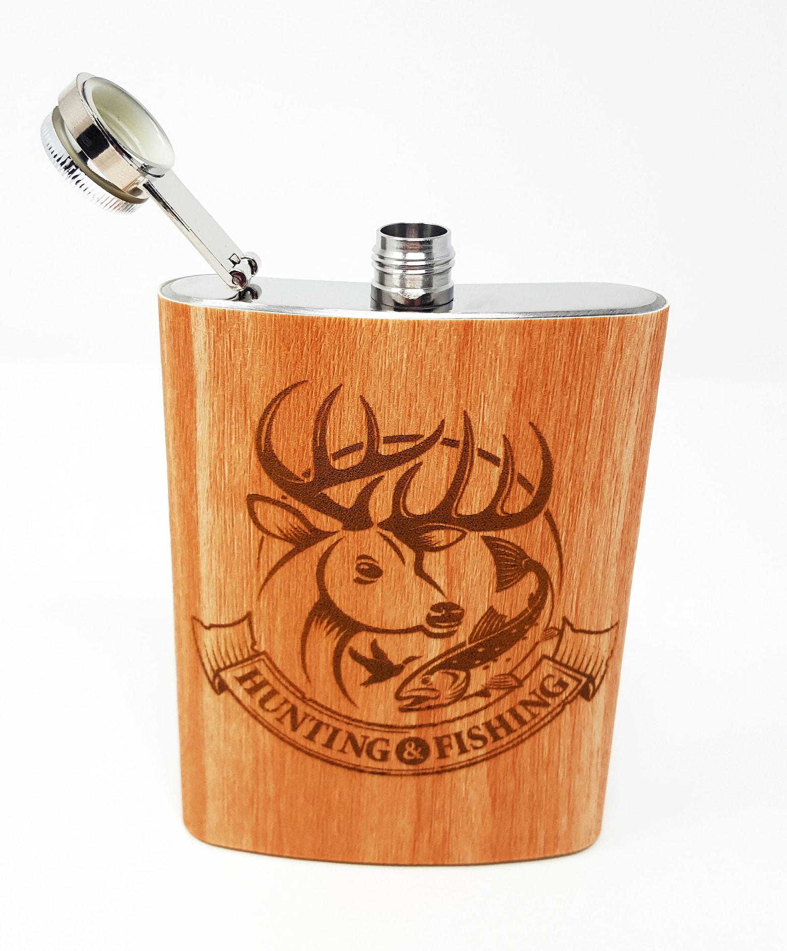 Hunting and Fishing 8 oz Stainless Steel Flask Imitation Wood | Etsy