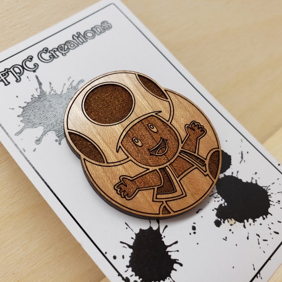 Toad Super Mario Cart Wood Pin Cherry Plywood Pins - Etsy