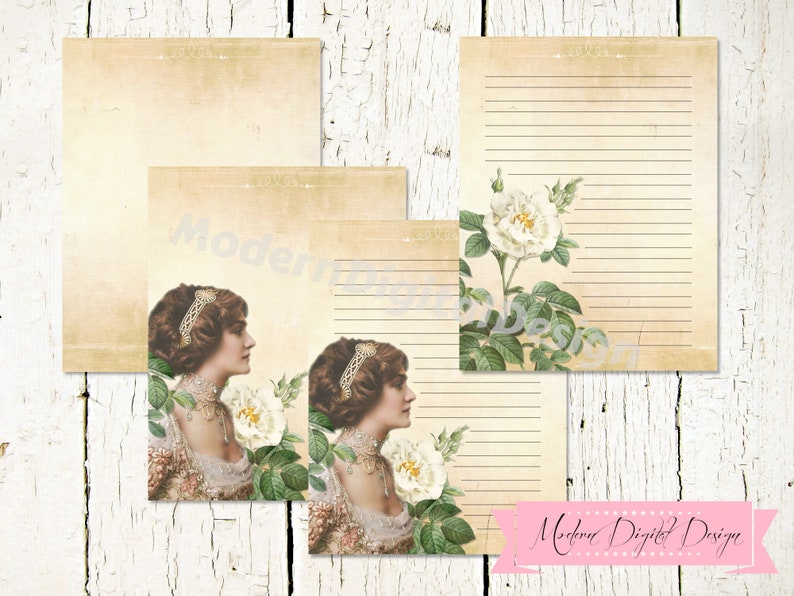 Printable Vintage Stationery Paper, Digital Writing Paper, Digital ...