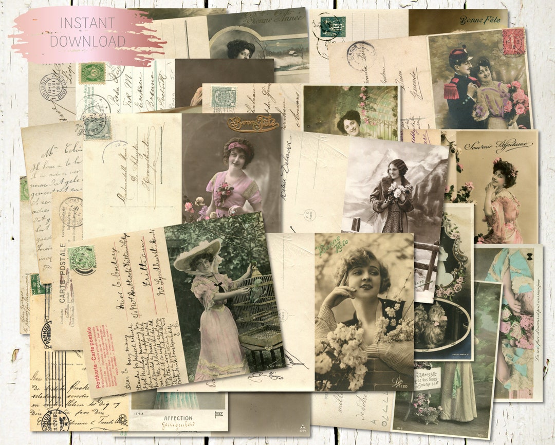 Printable Miniature Vintage Postcards Vintage Ephemera - Etsy