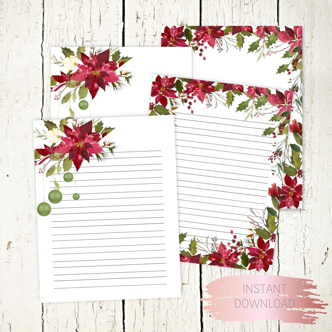 Printable Christmas Stationery Paper, Printable Christmas Writing Paper ...