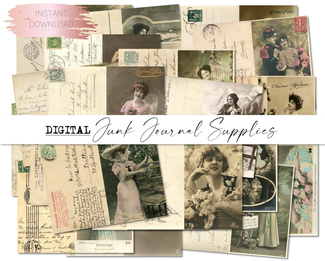 Printable Miniature Vintage Postcards, Vintage Ephemera, Digital ...