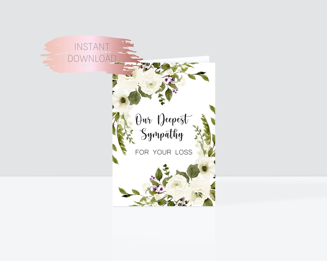Printable Sympathy Card, Digital Condolences Card, Our Deepest Sympathy ...