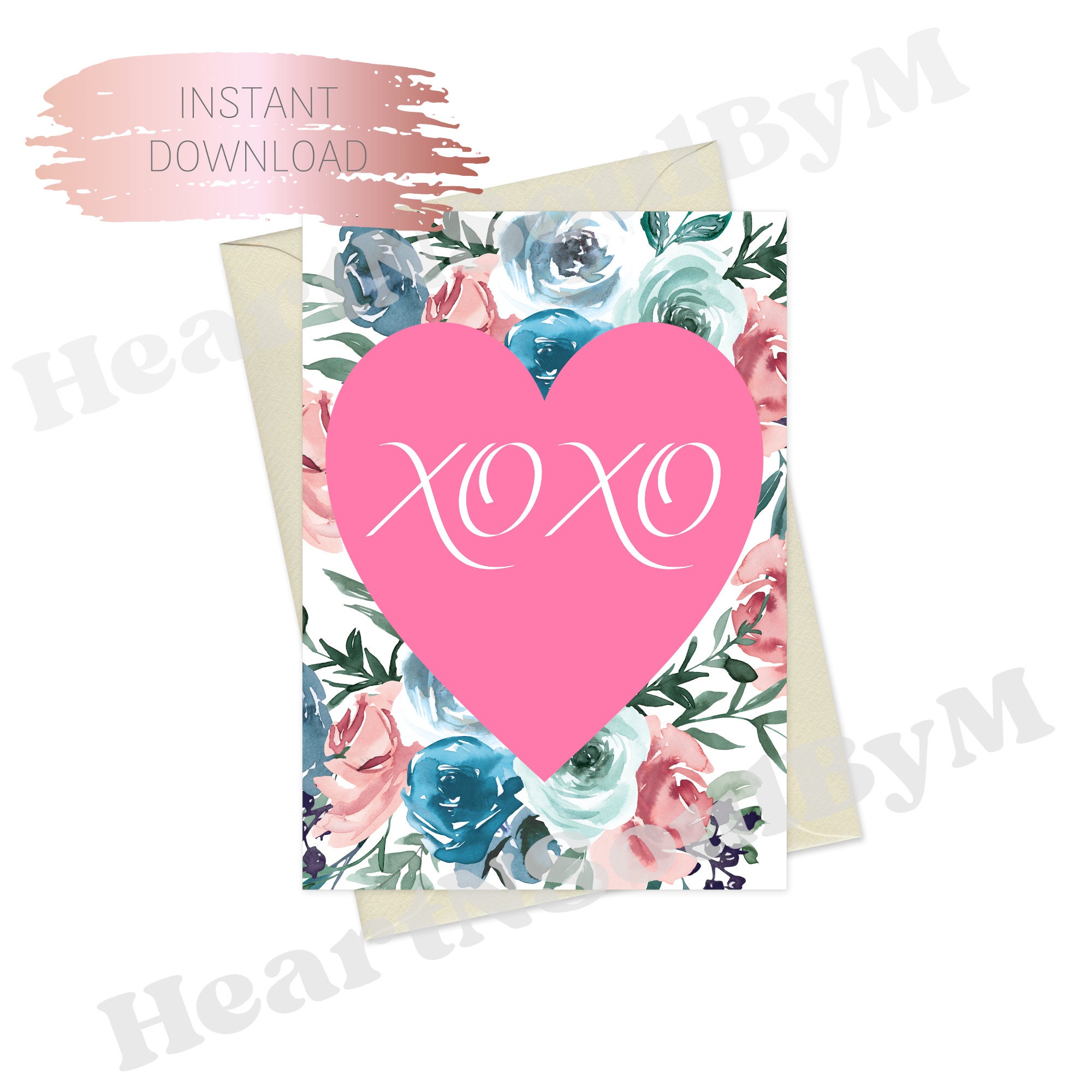Printable Valentines Day Card, Instant Download Valentine's Card, XOXO ...