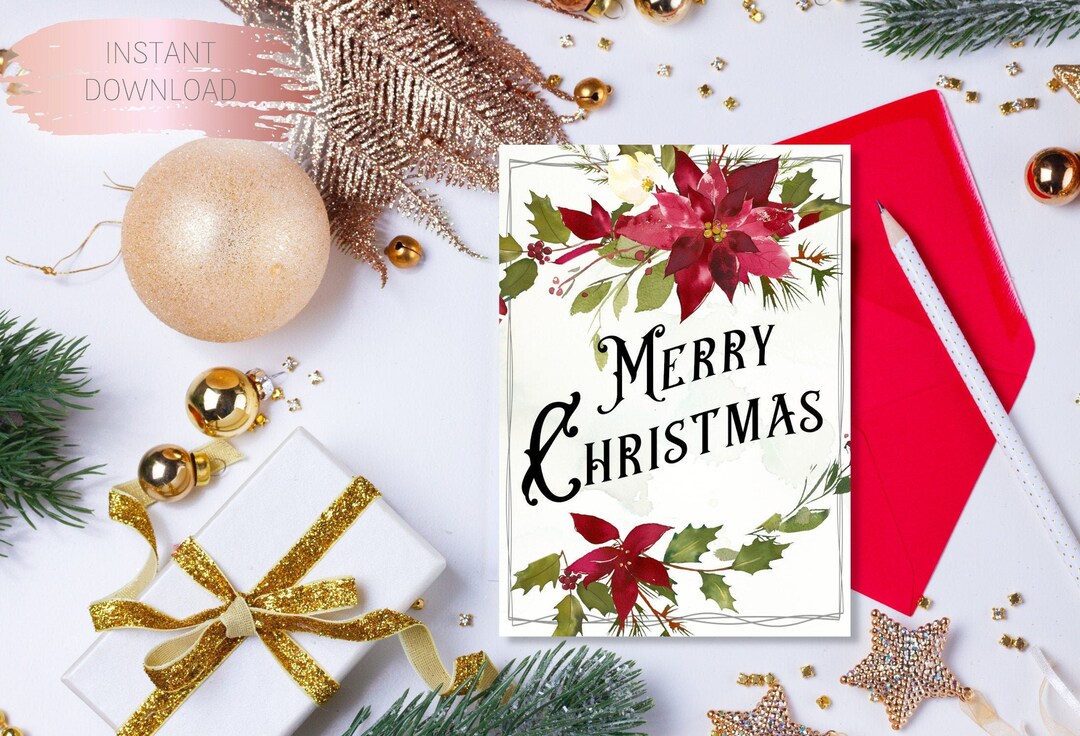 Printable Christmas Card, Printable Merry Christmas Card, Printable ...